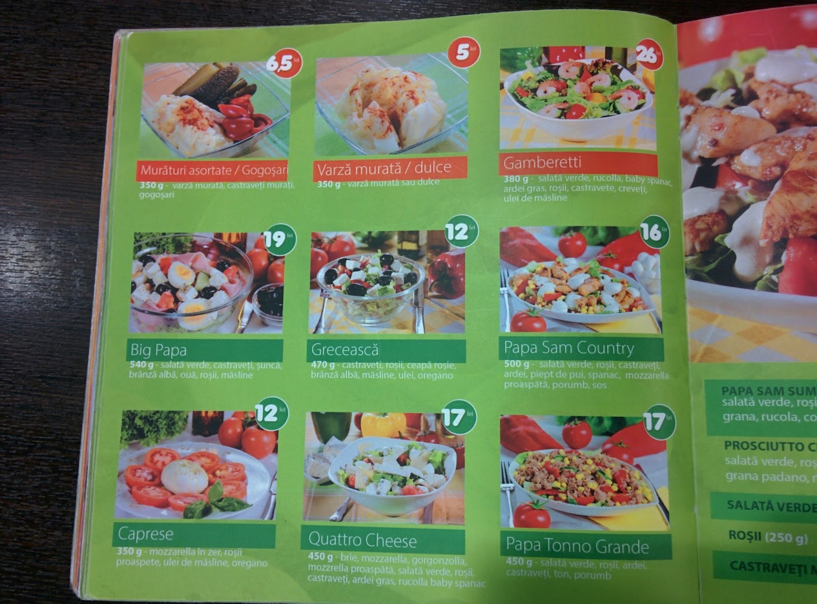 Meniu Restaurant Papa Sam Timisoara