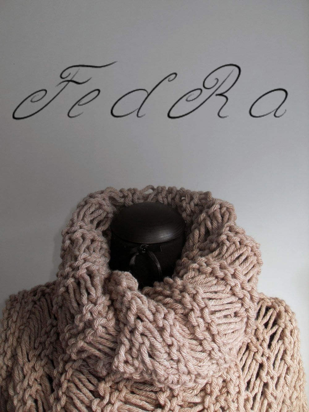 DIVNA'S SWEATERS: Light brown handmade knitted unique sweater for all sizes