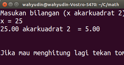 Fungsi sqrt() pada pemrograman bahasa C | Imron