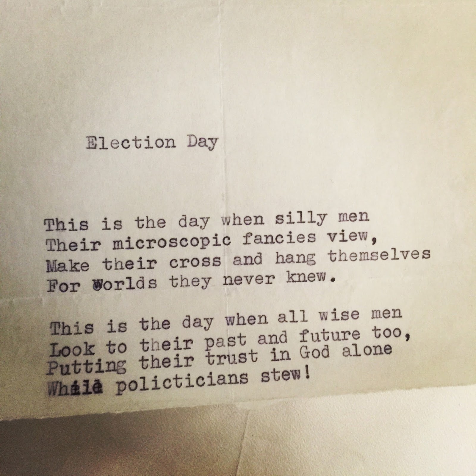 Poems from Mr Nash: Happy birthday, and an Election Day poem