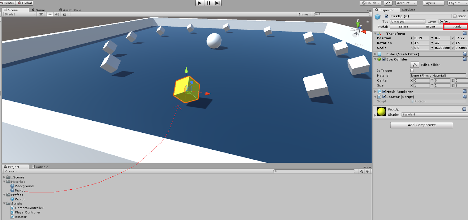 LateDreamer의 좌충우돌: Unity Tutorial: Roll-a-Ball, part 2