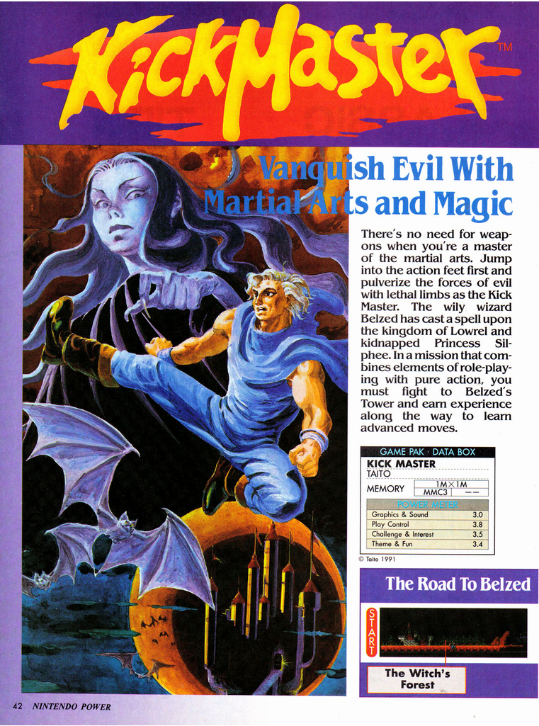 8-Bit City: Kick Master NES Nintendo Power Scans