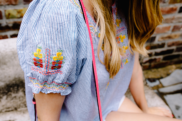 dress in sparkles: Embroidery and High Waisted Shorts