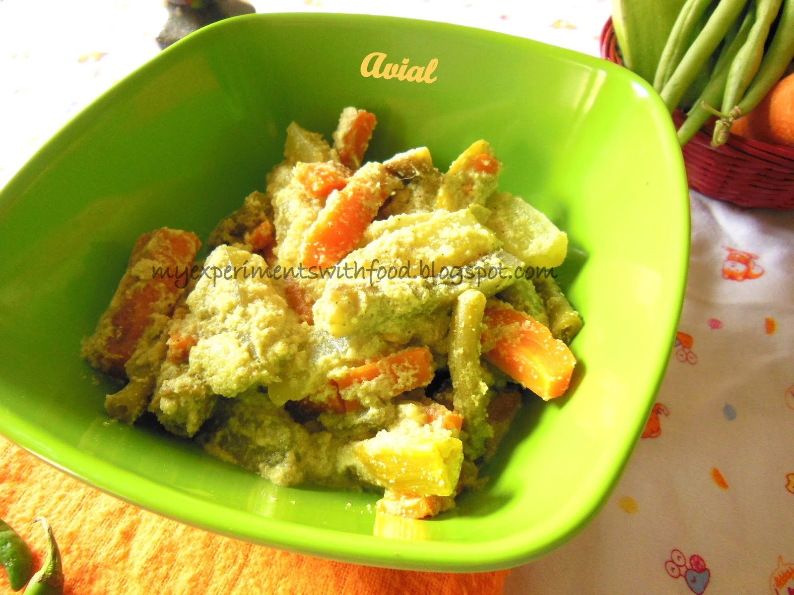 My Experiments With Food: Avial- Vegetables in coconut and curd gravy...