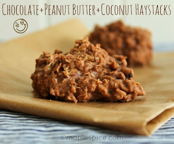 maple•spice: Chocolate + Peanut Butter + Coconut Haystacks