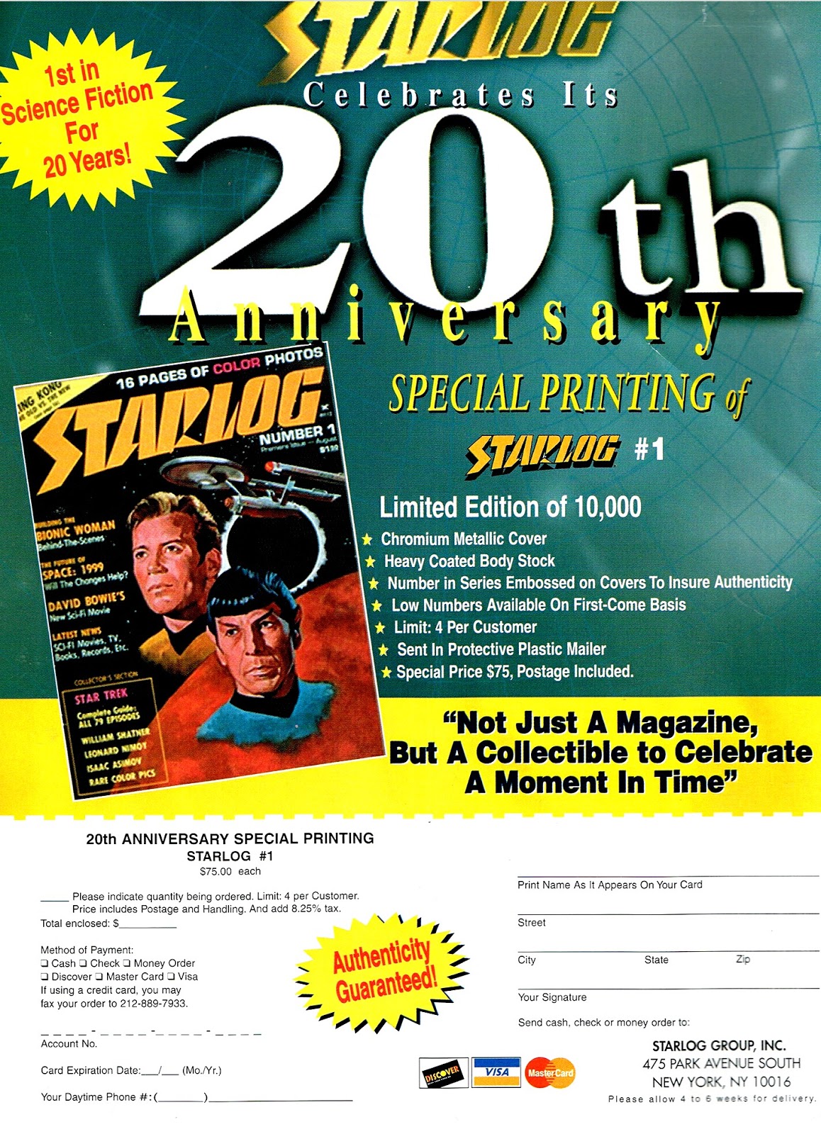 STARLOGGED - GEEK MEDIA AGAIN: 1996: STARLOG ISSUE 1 20th ANNIVERSARY ...