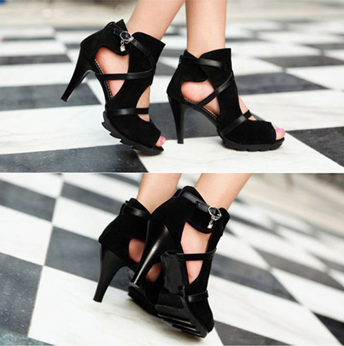 Fashion Collection: Roman style high heels blue black