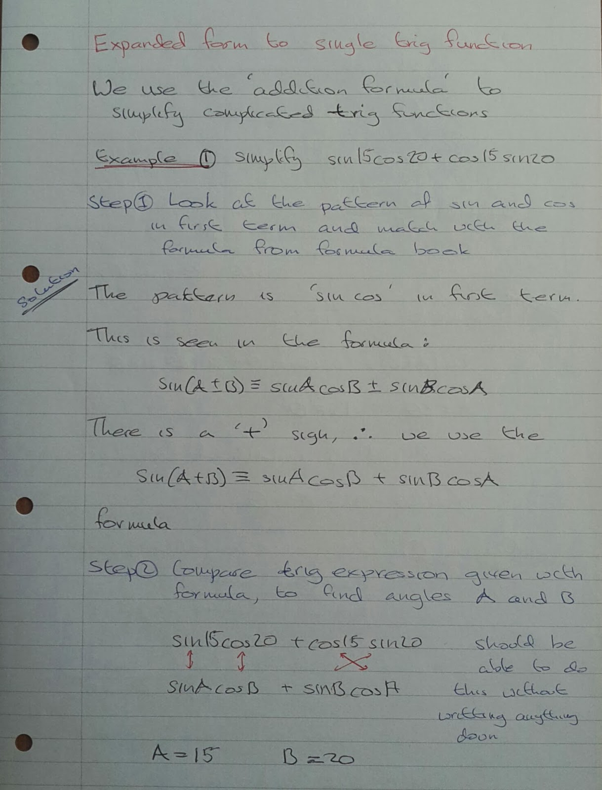 A Level Maths Notes: A2 Trigonometry II: Addition Formula Part 3