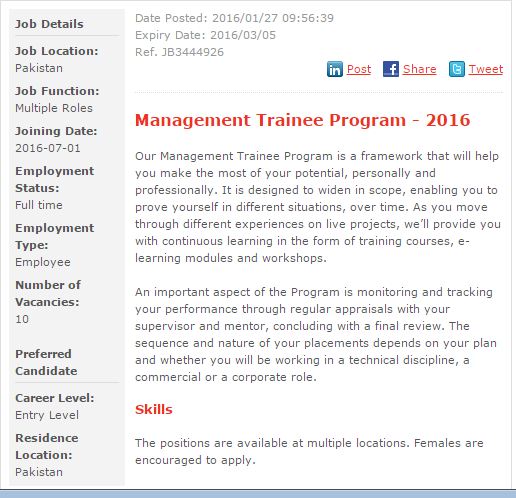 Management Trainee Program 2016 At SHELL Pakistan - Chemical ...