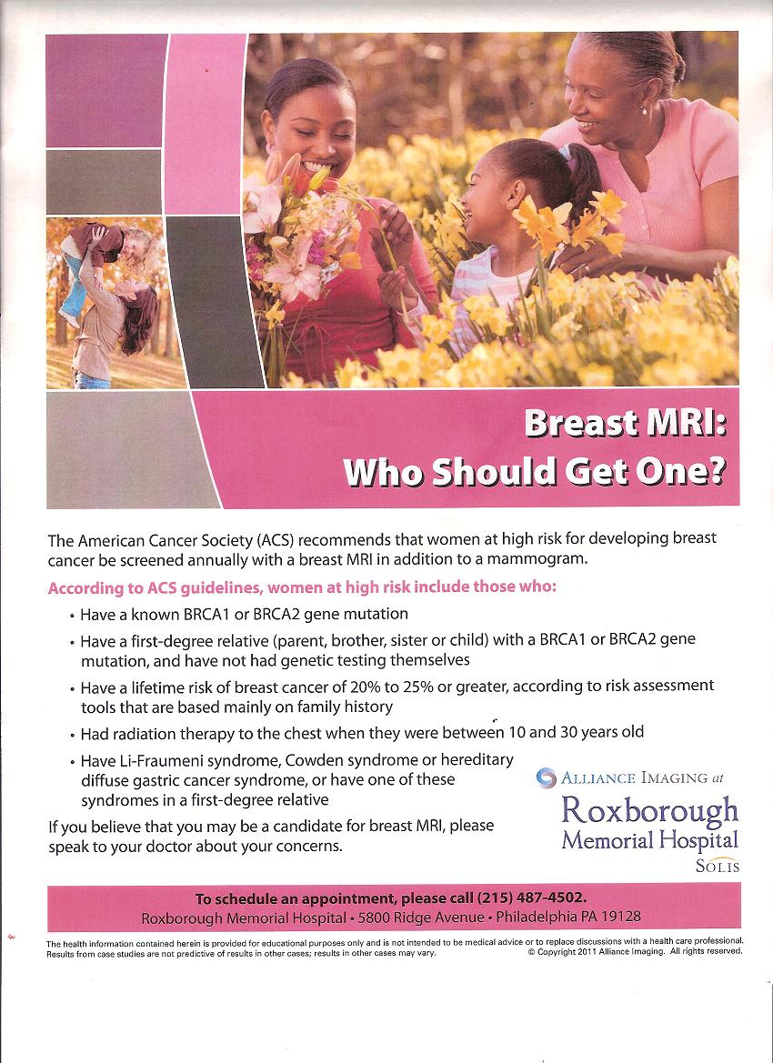 A DAY IN THE LIFE OF ALLIANCE IMAGING @ RMH: Breast MRI Brochure