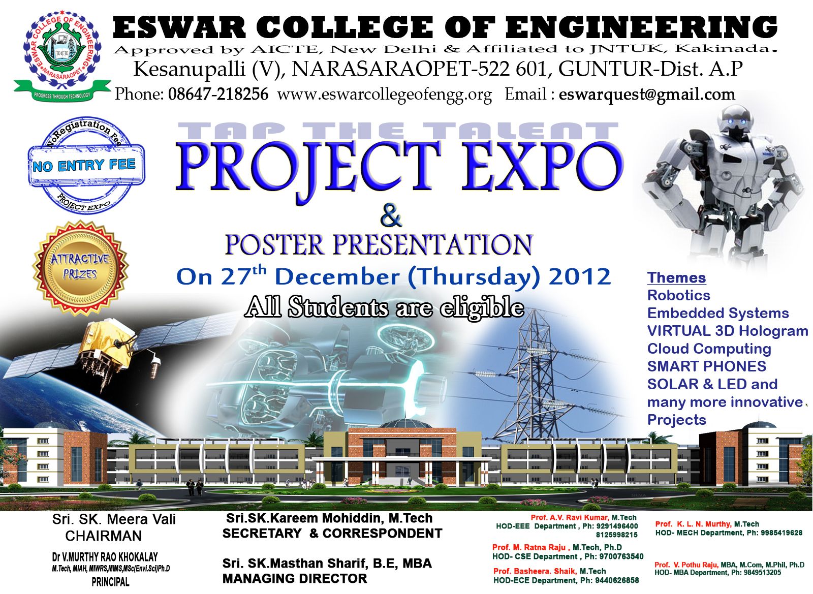 Eswar College of Engineering Blog: Project Expo 2012 Notification