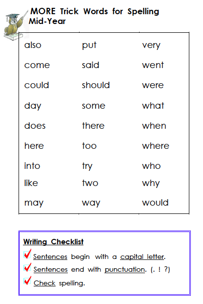 2019 Convent Elementary First Grade: TRICK Spelling Words!