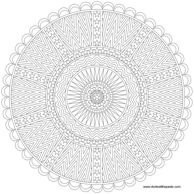 Don't Eat the Paste: Stars and stripes mandala to print and color