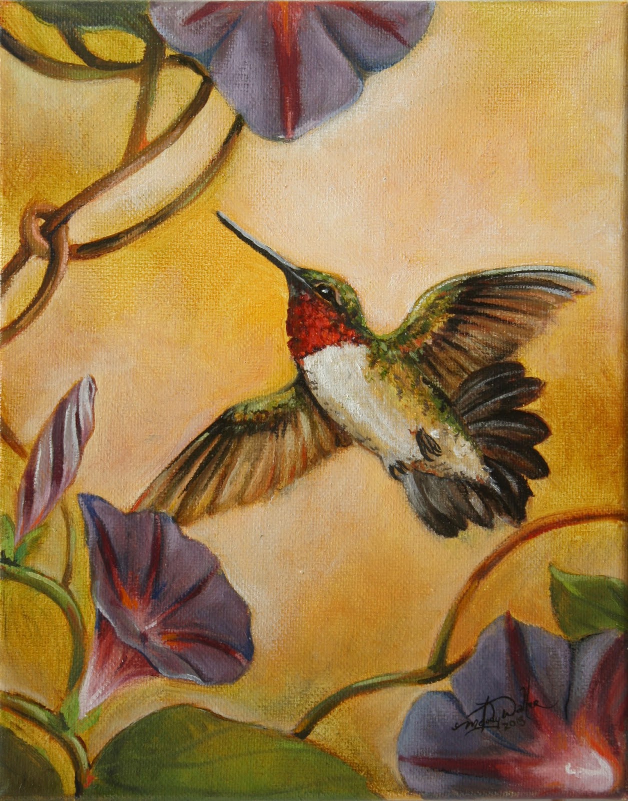 Melody Waller: Hummingbird Oil Painting