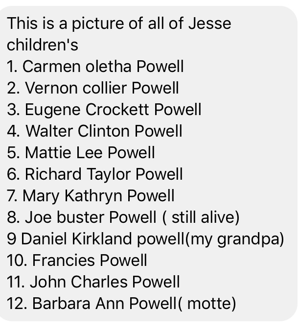 3 Sisters Family History: Jesse Powell's Family