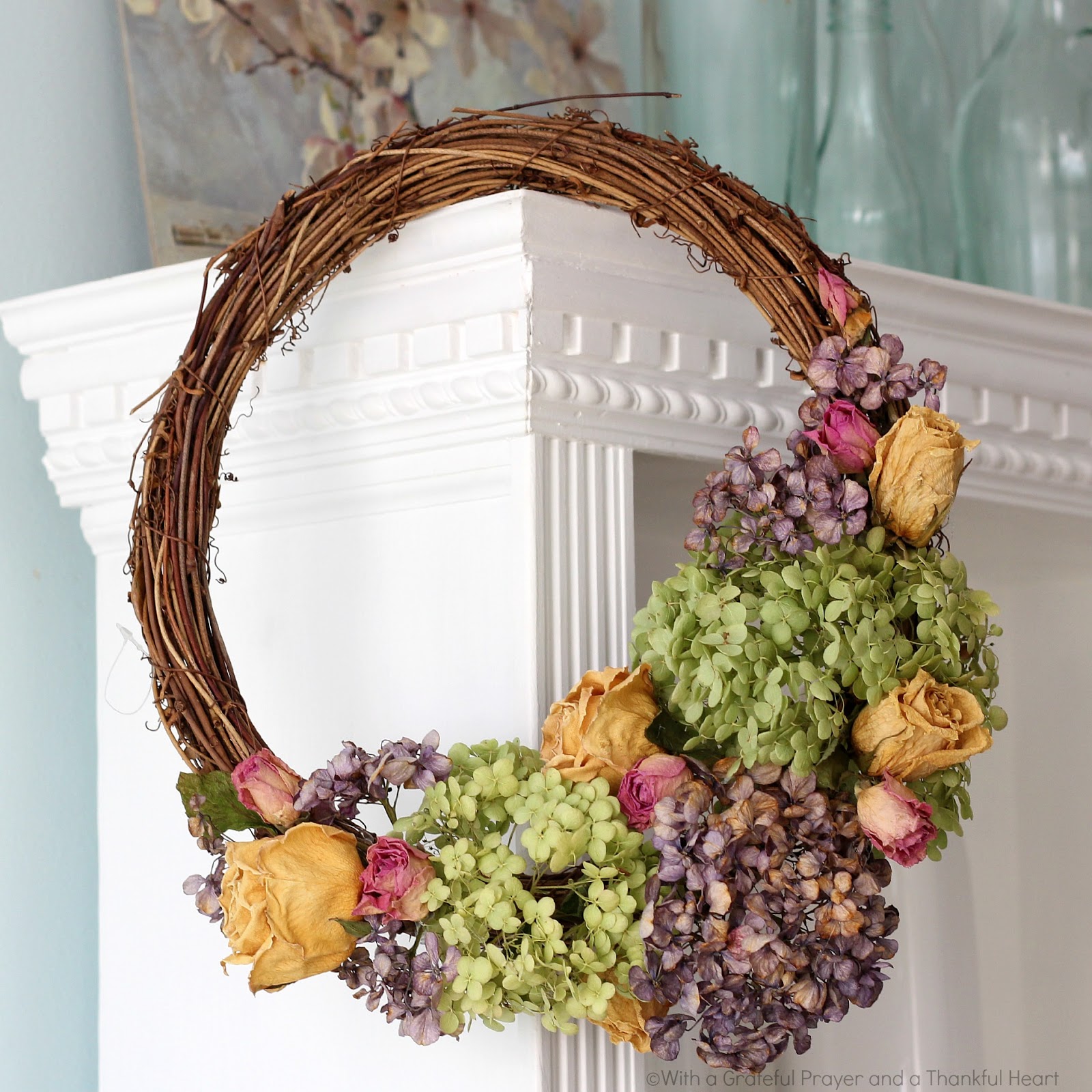 DIY Dried Hydrangea Wreaths - Grateful Prayer | Thankful Heart