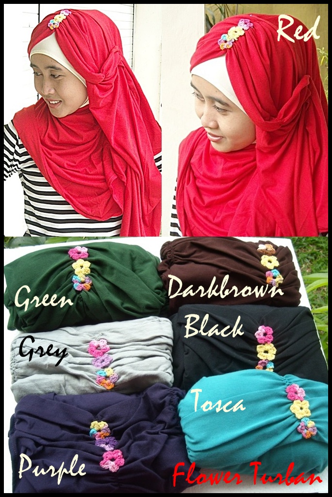 KOLEKSI GAMIS IDUL FITRI 2016 MYHIJABSHOP: FLOWER TURBAN SHAWL