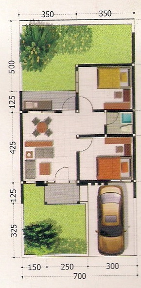 contoh denah rumah minimalis type 45/105