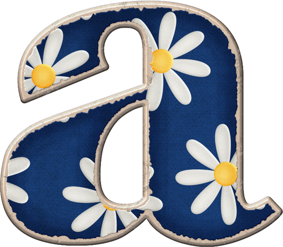 Abecedario Azul con Margaritas Blancas. Blue Alphabet with White ...