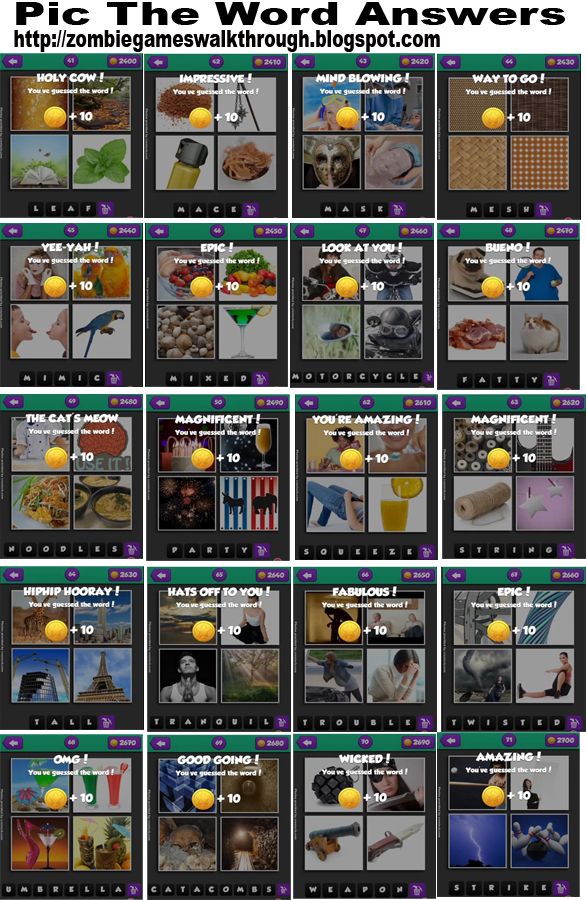Pic The Word App Answers |Zombie Games Walkthrough