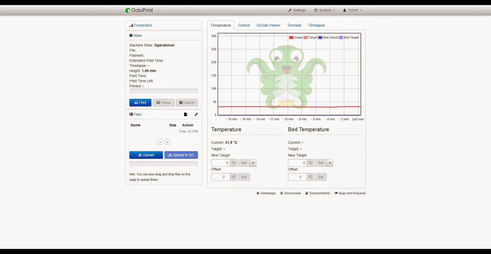 3DP筆記: Octoprint 安裝在Raspberry Pi上遠端監控3D列印機-介面篇