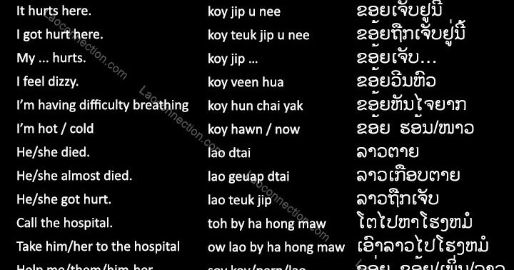 Laoconnection.com: Lao Language: Medical Related Phrases