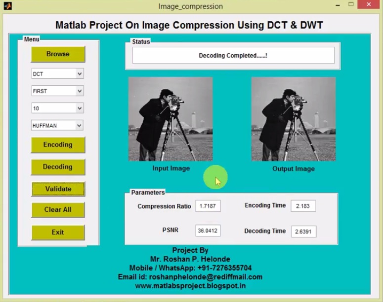 Matlab Project With Source Code Image Compression Using Dct And Dwt