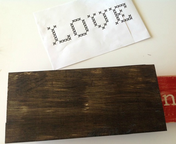 504 Main by Holly Lefevre: Cross-Stitch Wood LOVE Sign