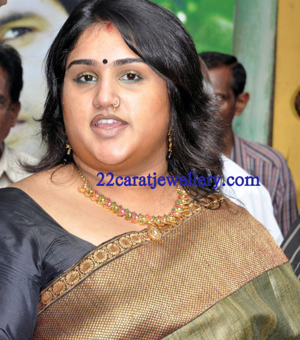 Tamil Actress Vanitha in Ruby Emerald Necklace - Jewellery Designs