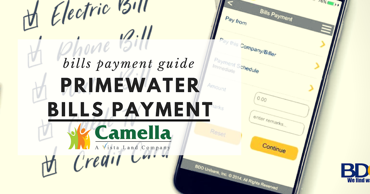 Camella Primewater Bills Payment Online