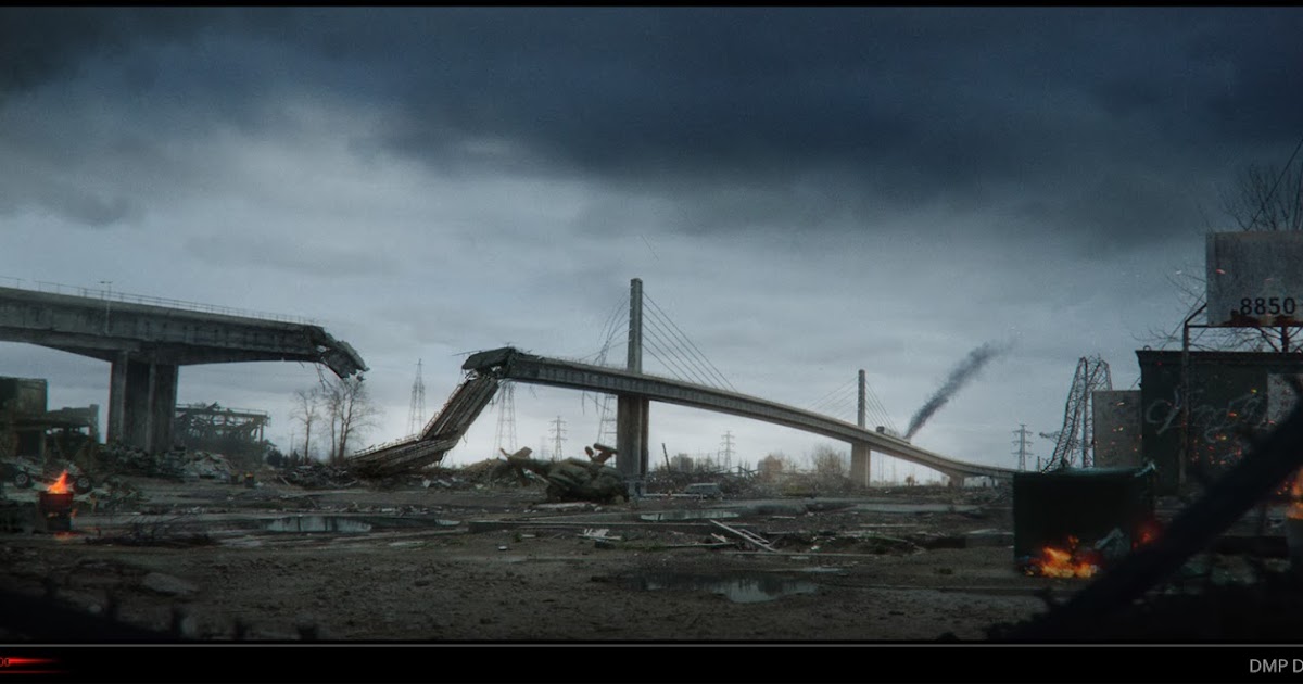 KAMINARI ARTWORKS: Destroyed Bridge Matte Painting