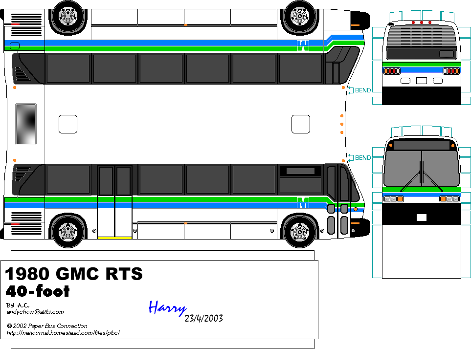 SP. Papel Modelismo: PaperBus 1980 GMC RTS 40-foot