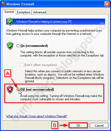 cum dezactivez firewall in Windows XP - Cum Se Face