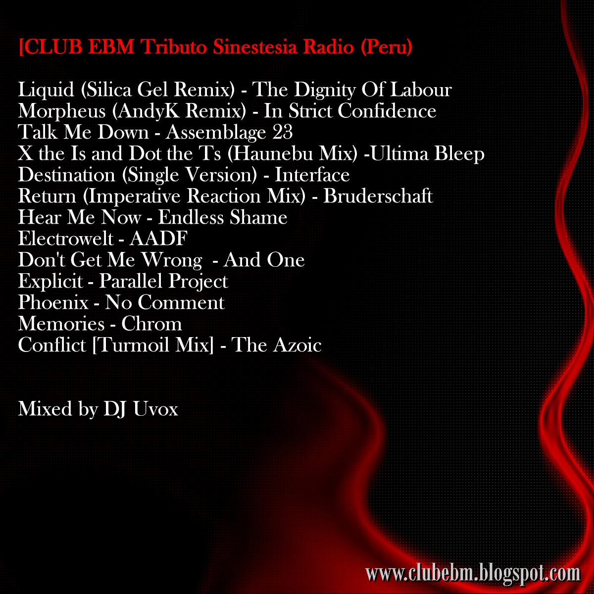 CLUB EBM: CLUB EBM SYNTHPOP MIX 004 (Tributo a Sinestesia Radio Peru)