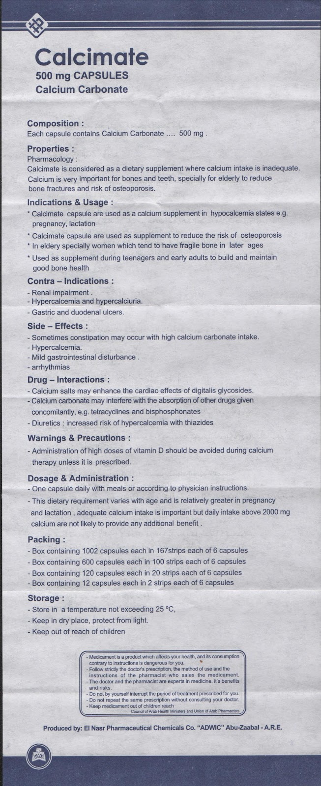 Drug Pamphlet: Calcimate
