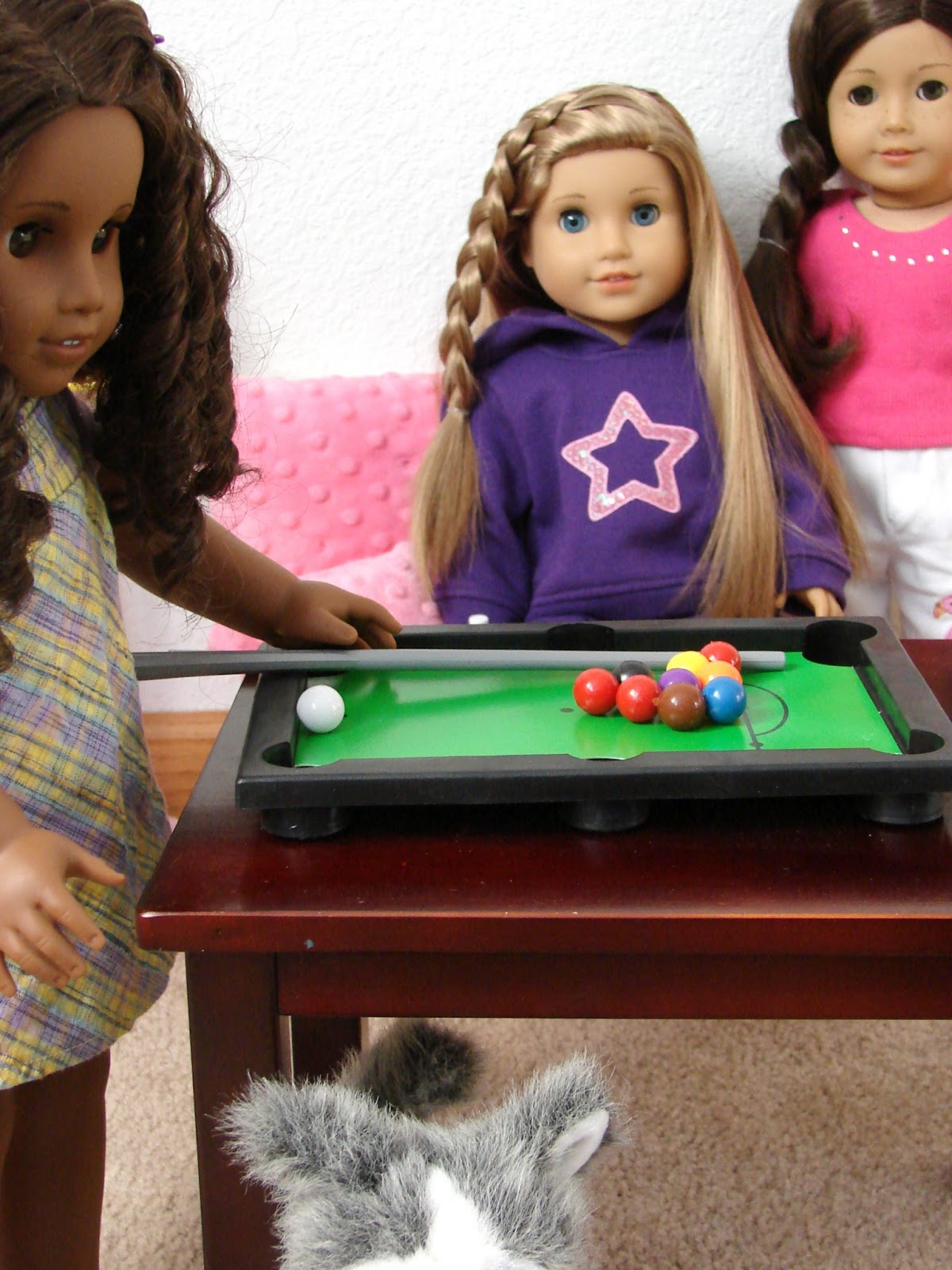 American Girl Doll Play: Dollar Store Find - Doll Sized Pool Table!