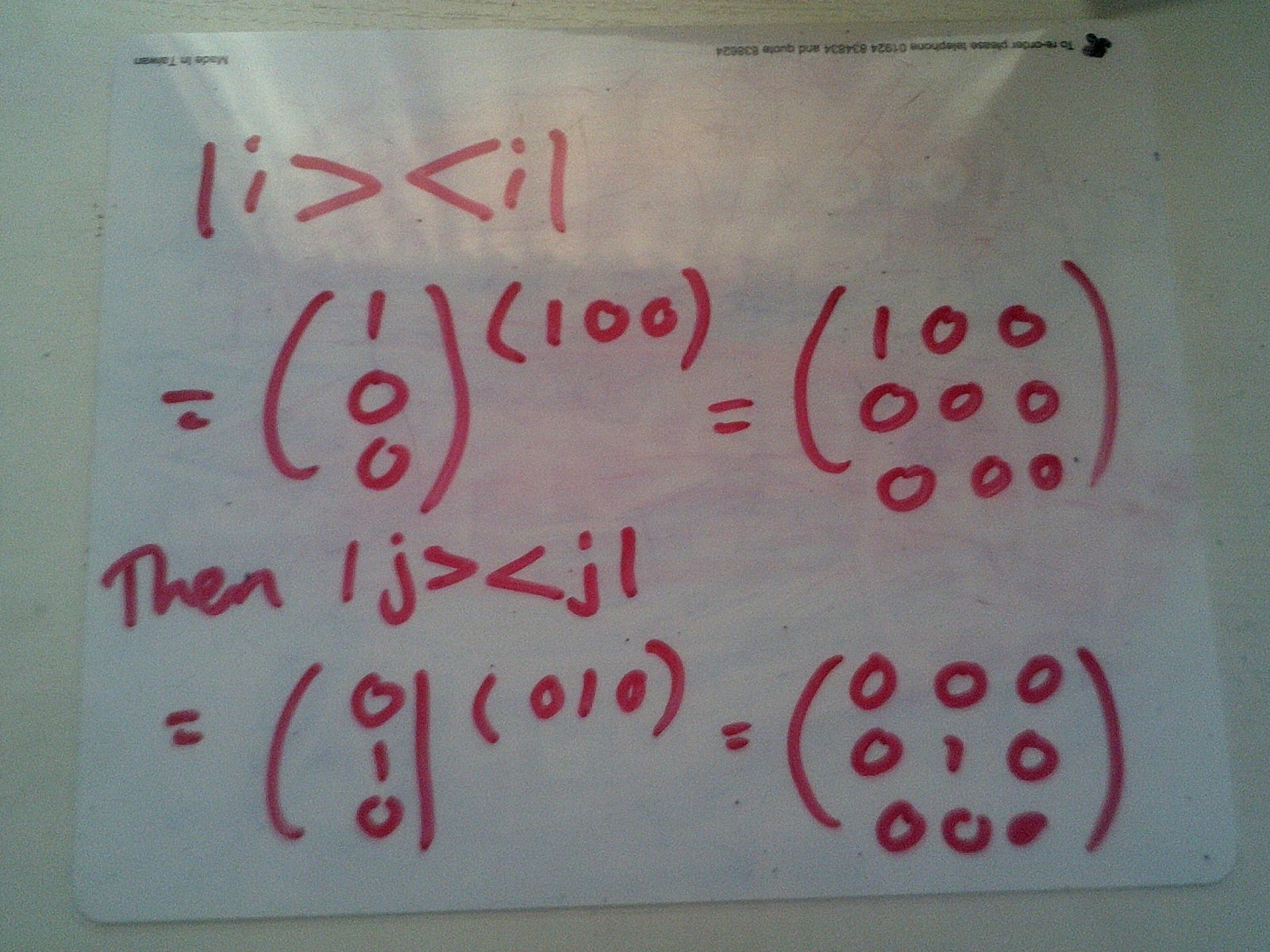 wigton physics: Identity matrix in Dirac notation