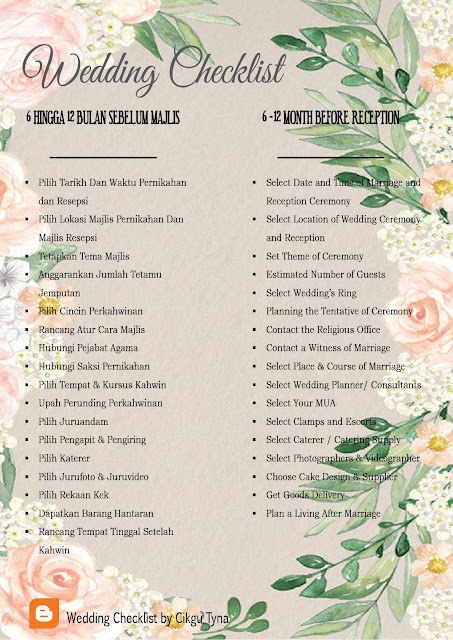 Wedding Checklist : Wedding Checklist by Cikgu Tyna