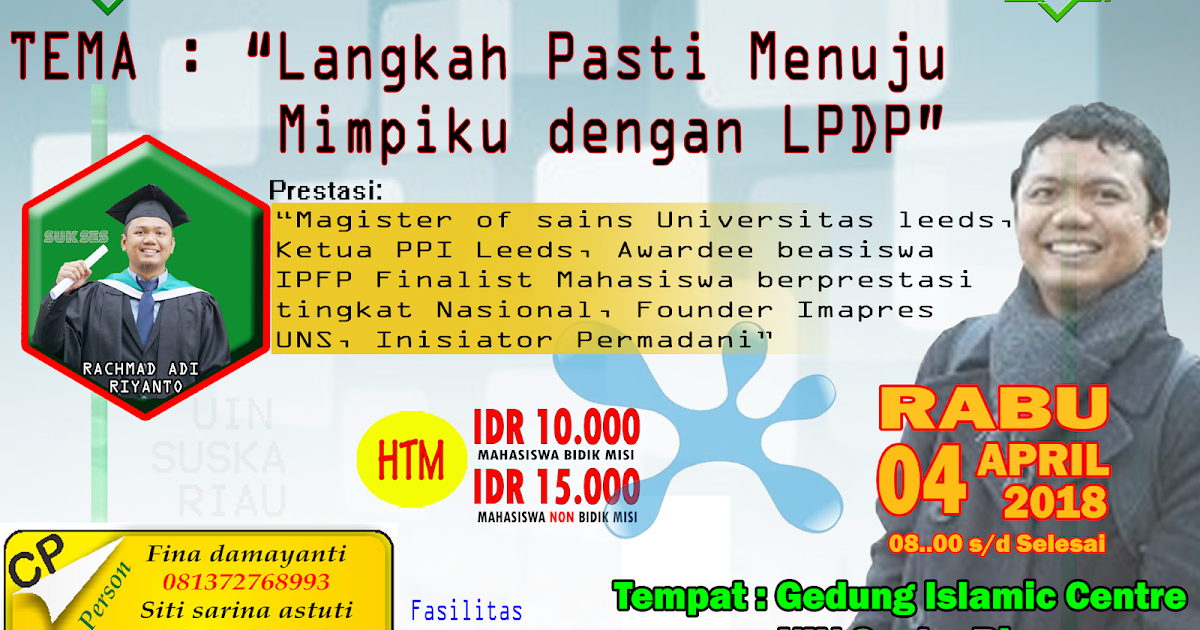 Jual Jangkrik Rumbai Pekanbaru: Pamplet Seminar LPDP UIN Suska Riau 2018
