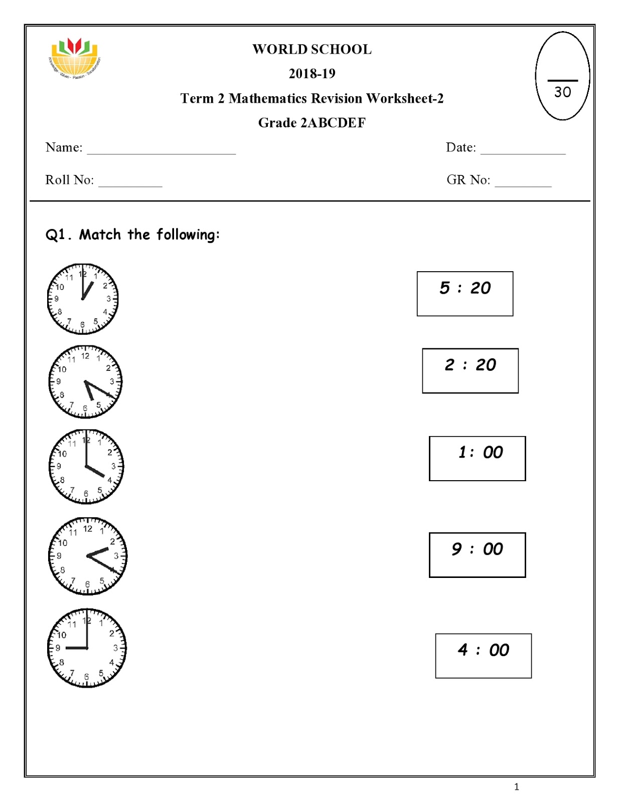 Birla World School Oman: Homework for Grade 2 as on 06-05-2019