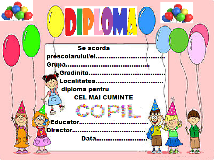 CELE mai frumoase DIPLOME pentru 1 IUNIE :: Fise de lucru - gradinita ...
