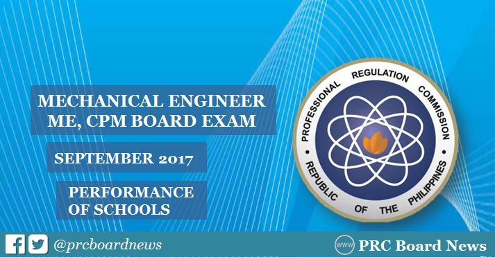 September 2017 Mechanical Engineer ME, CPM board exam result ...