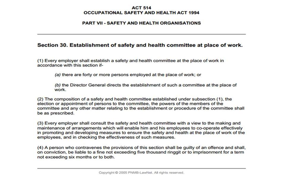 OSH The Journey: OSHA 1994 Section 2. Prevailing laws.