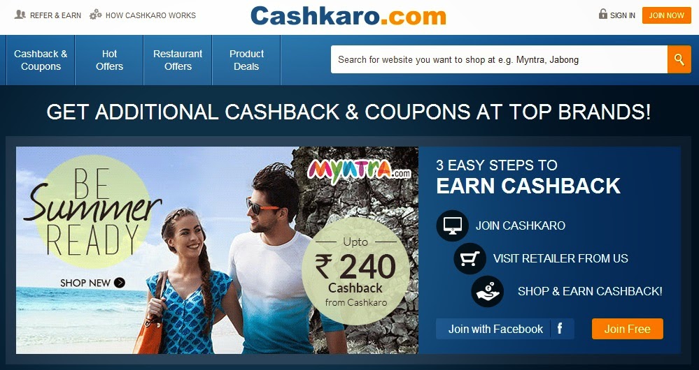 Cashkaro.com shop online get cashback! - eNidhi India Travel Blog