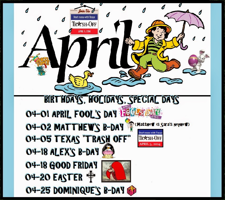 DOMINGUEZ FAMILY BLOG: REMEMBER THE DATES: APRIL BIRTHDAYS, DAYS OF ...