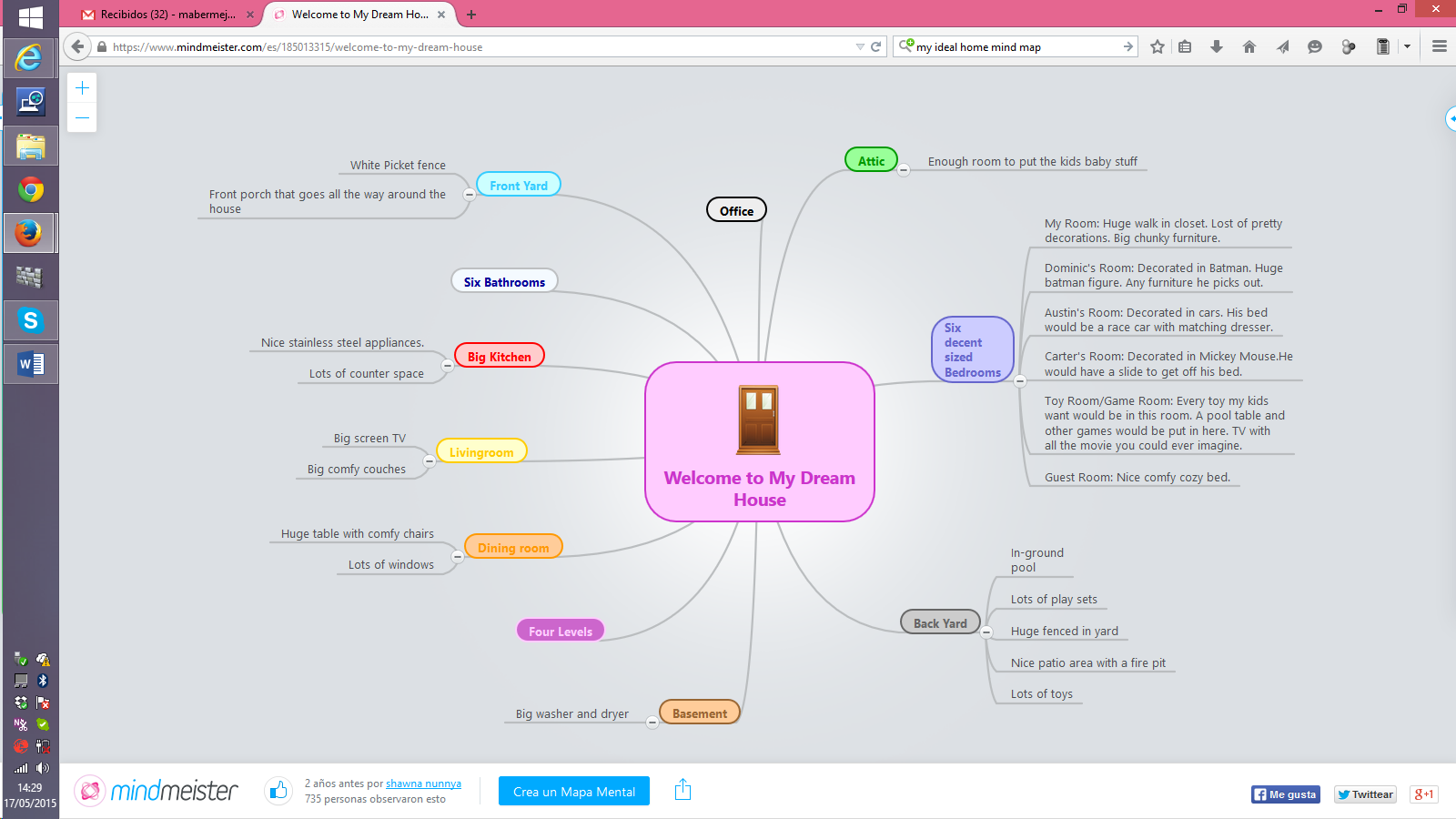Ms Bermejo's classes: My dream home mind map