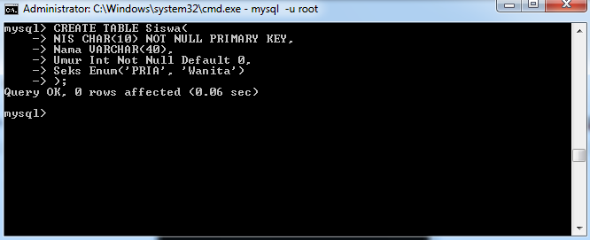 Perintah Dasar MySQL dengan Command Prompt