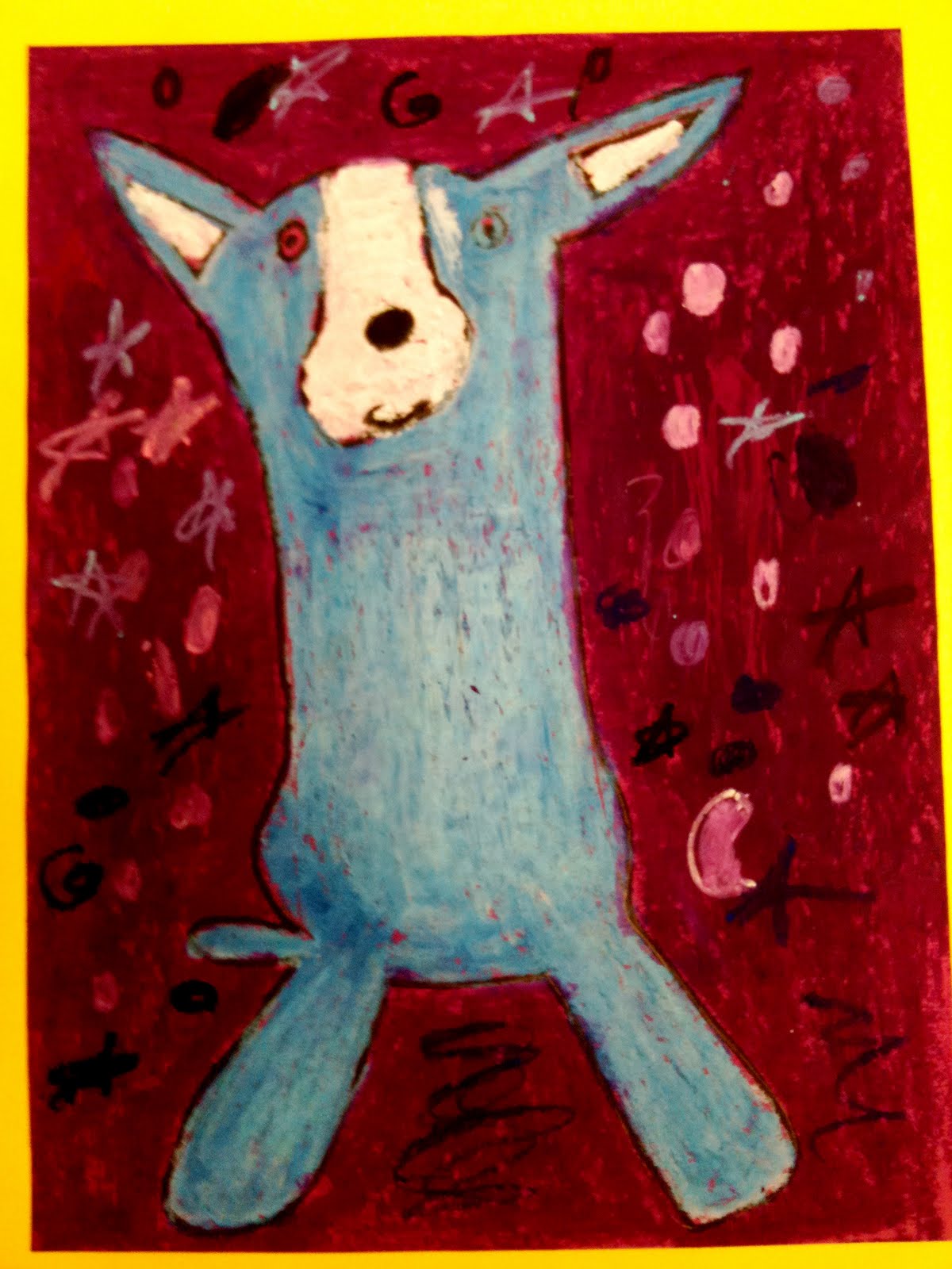 Creating Art: Oil Pastel Dogs Inspired by George Rodrigue's "Blue Dog ...
