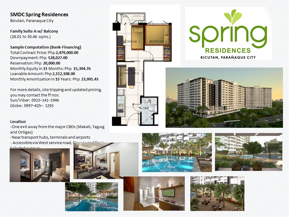 OUR HOMES PH - House and Lot for Sale: SMDC SPRING RESIDENCES BICUTAN