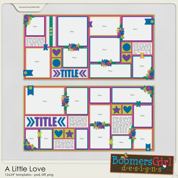 BoomersGirl Designs: "A Little Love" Double Page Template Set
